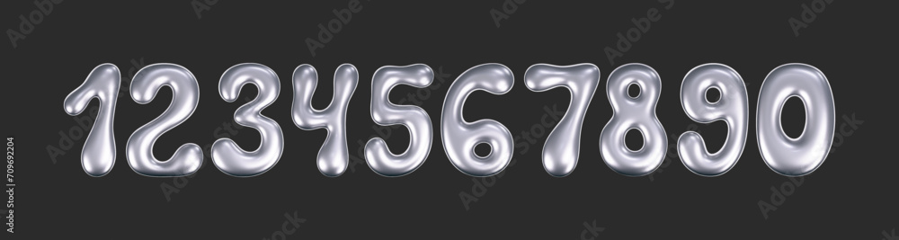 3d chrome liquid font in y2k style isolated on a dark background ...