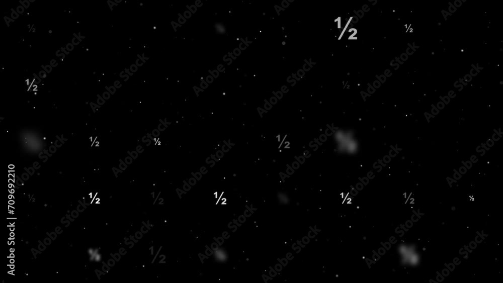 Template animation of evenly spaced half fraction symbols of different ...