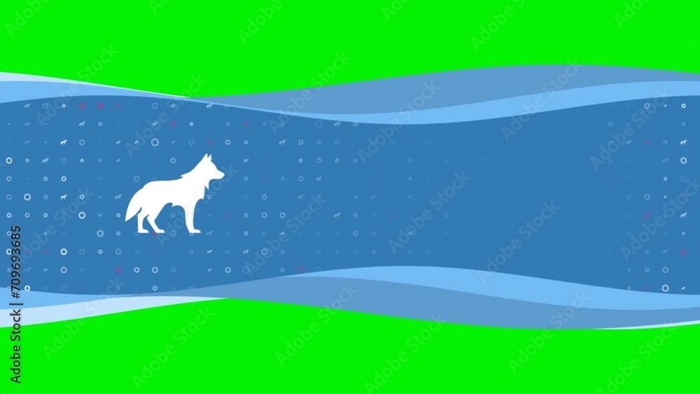 Animation of blue banner waves movement with white wolf symbol on the ...