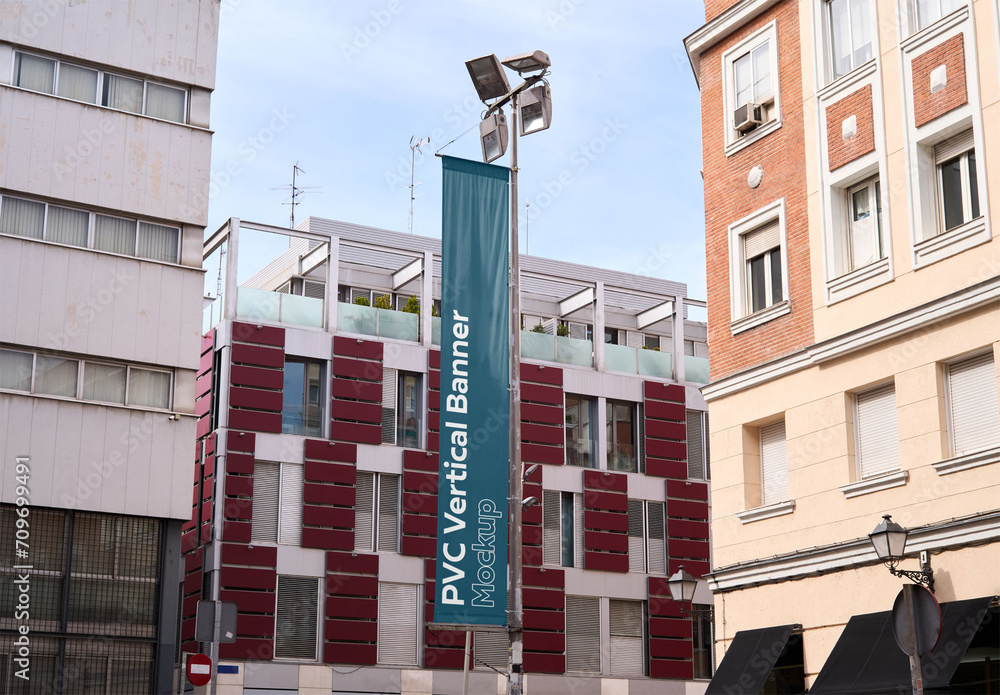 Mockup of customizable vertical banner by buildings Stock Template ...