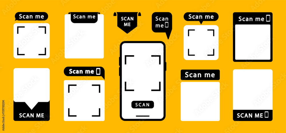 Set of QR codes with inscription scan me with smartphone. Scan qr code ...