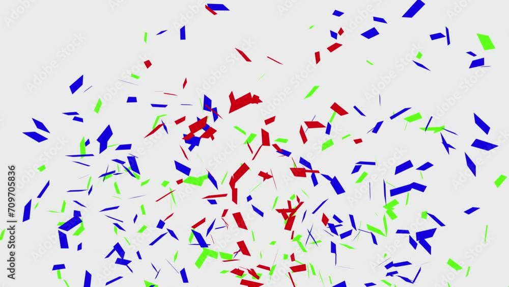 Red, Blue and Green Confetti celebratory explosion on a white, Green ...