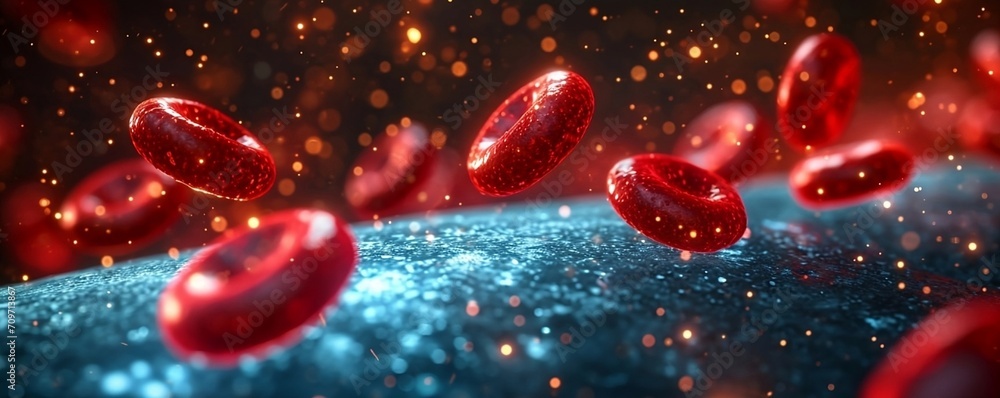 red blood cells, An impactful medical banner featuring a microscopic ...