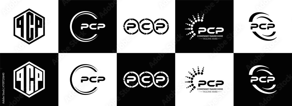 PCP logo. P C P design. White PCP letter. PCP, P C P letter logo design ...