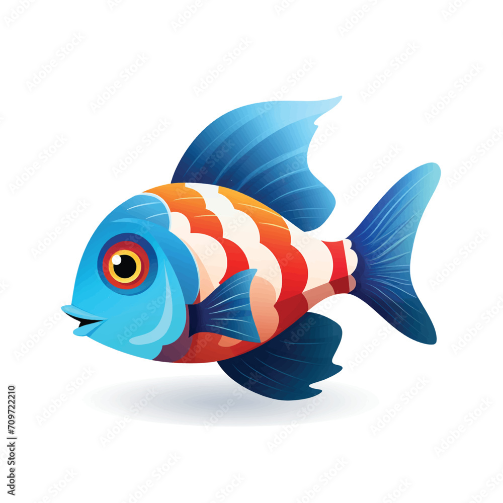 Bass fish clip art brilliant blue discus purple aquarium plants yellow ...