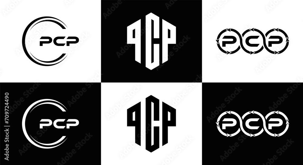 PCP logo. P C P design. White PCP letter. PCP, P C P letter logo design ...