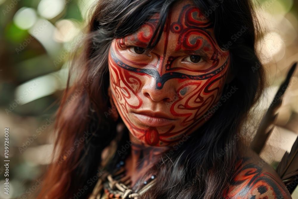 Indigenous Colors: A Captivating Face Photo of a Native Brazilian from ...