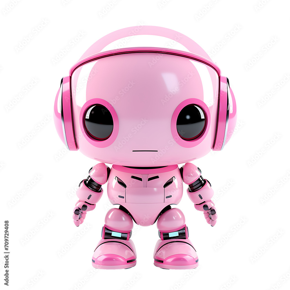 Cute pink Android robot on transparent background PNG Stock ...
