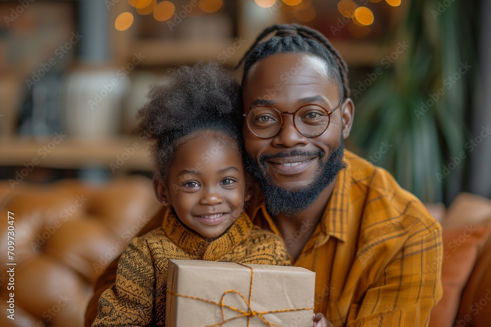 Little black daughter surprising his African American Father with gift ...