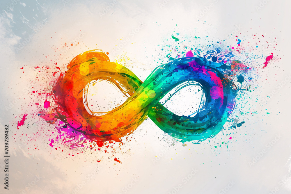 Rainbow-colored infinity symbol illustration, watercolor style, symbol ...