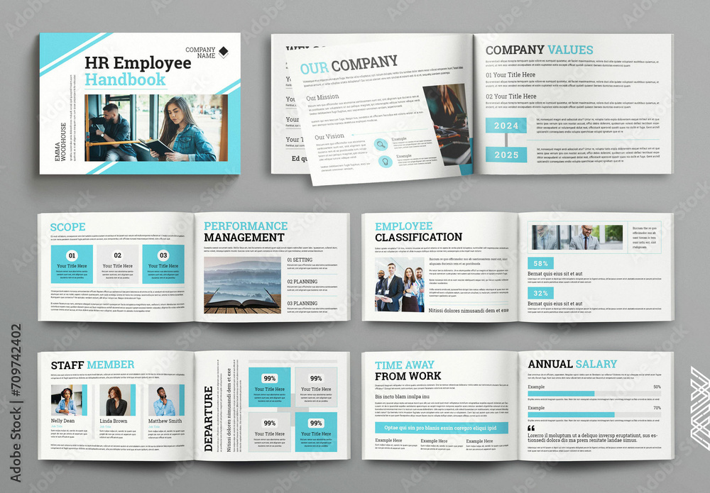 HR Employee Handbook Template Landscape Stock Template | Adobe Stock