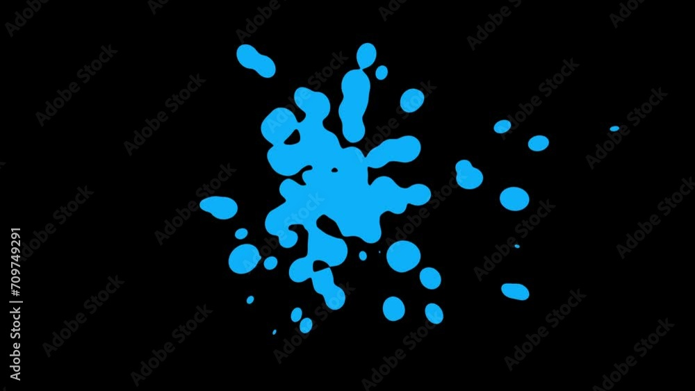 Blue liquid splashing water drop abstract motion animation. Fluid ink ...