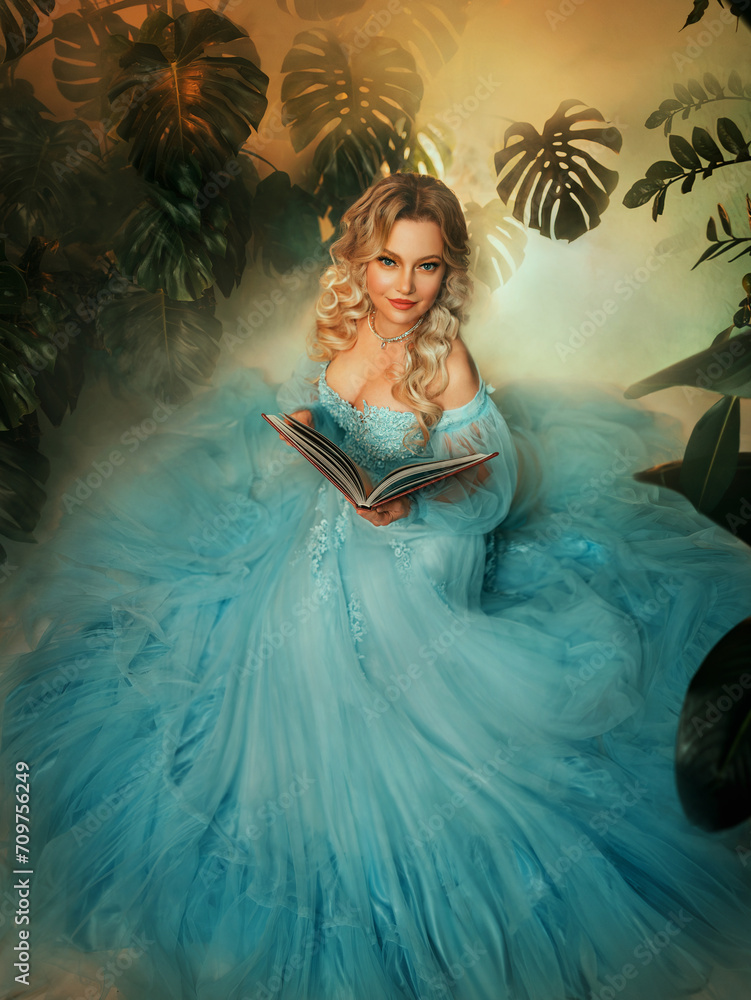 Art photo real person Fantasy woman queen sits on floor holds in hands ...