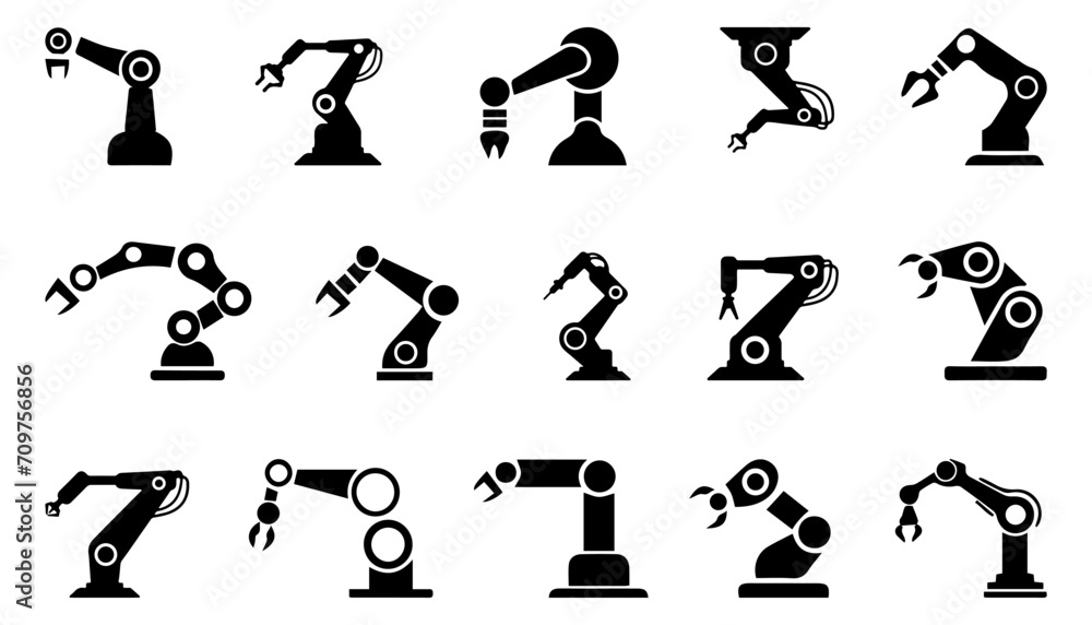 Robotic manufacturing hand icon for production. Manufacturing ...