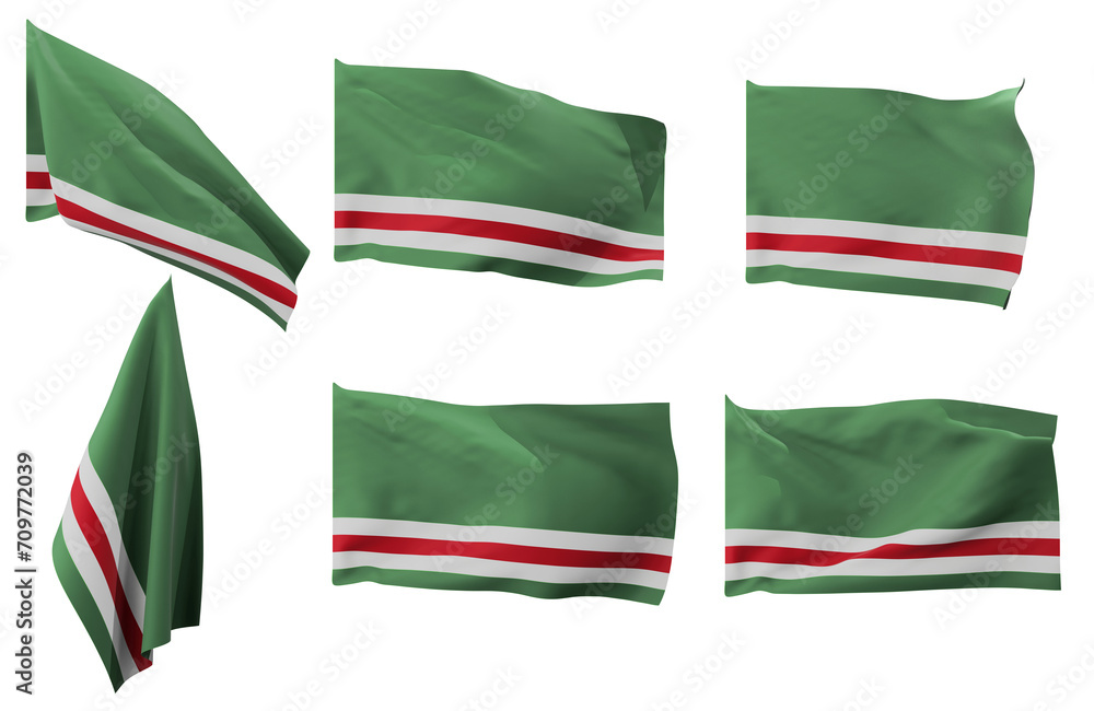 Plakát Large pictures of six different positions of the flag of Chechen ...