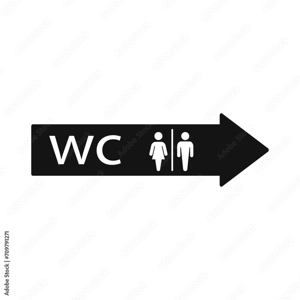 WC Toilet icons set. Men and women WC signs for restroom. WC direction ...