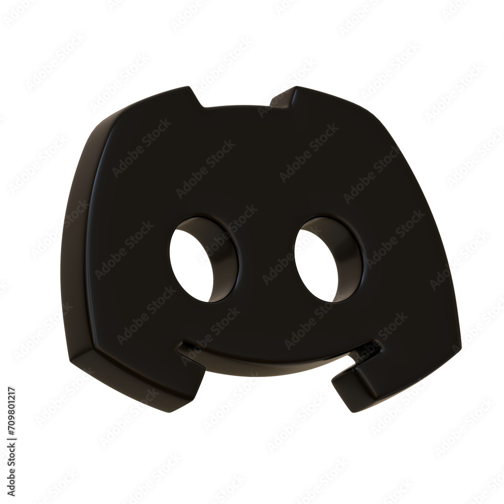 Black volumetric Discord icon isolated on white background. Social ...