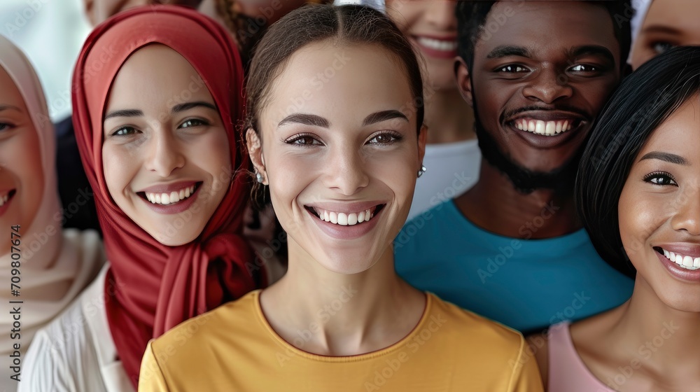 United in Smiles. A Heartwarming Image of People from Different ...