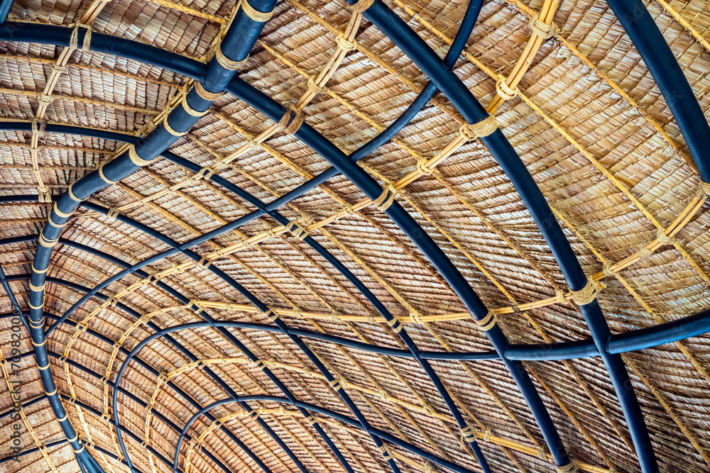 Beautiful thatched roof surface detail of mixed materials pattern ...