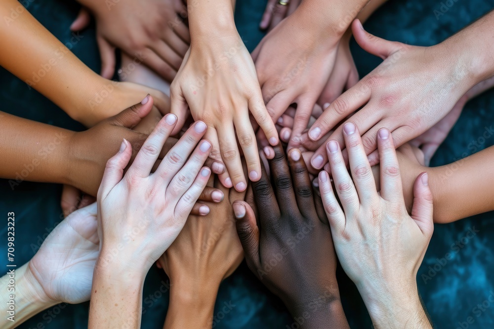 Hands Together for Diversity. An Inspiring Image of People from Various ...