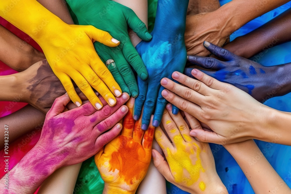 Hands Together for Diversity. An Inspiring Image of People from Various ...