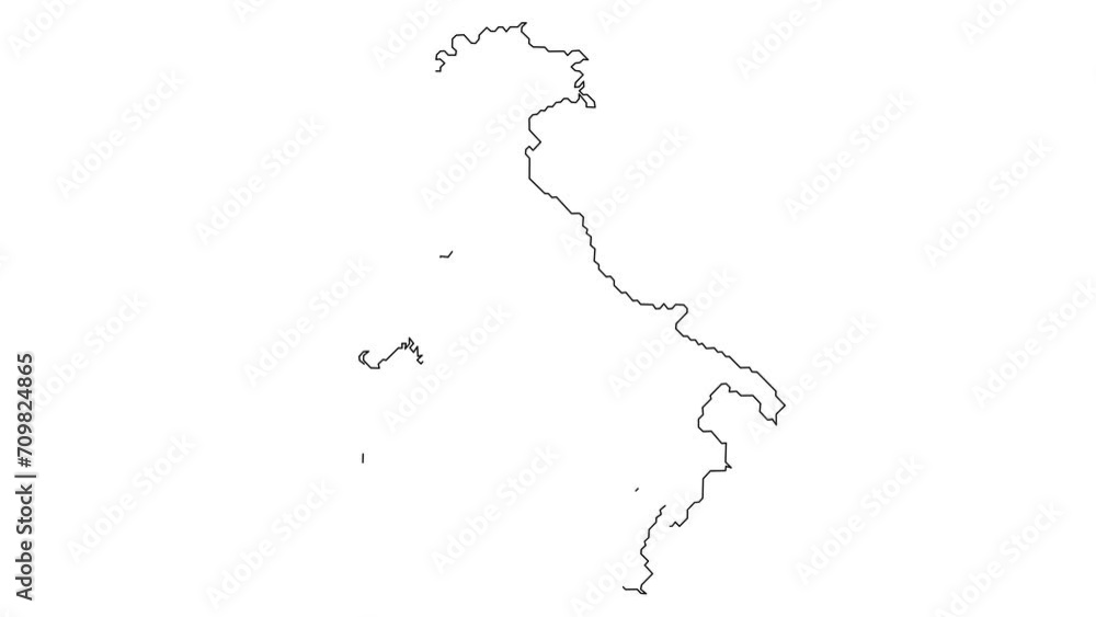 2D Italy map line drawing animation, visual Italy presentation ...
