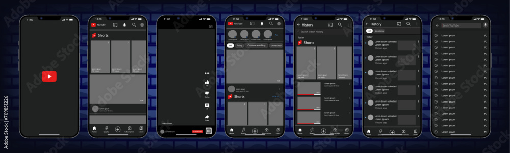 Youtube mockup. Set screen social media and network interface template ...