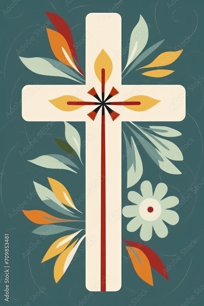 Illustrated vibrant christian cross digital art design for christians ...