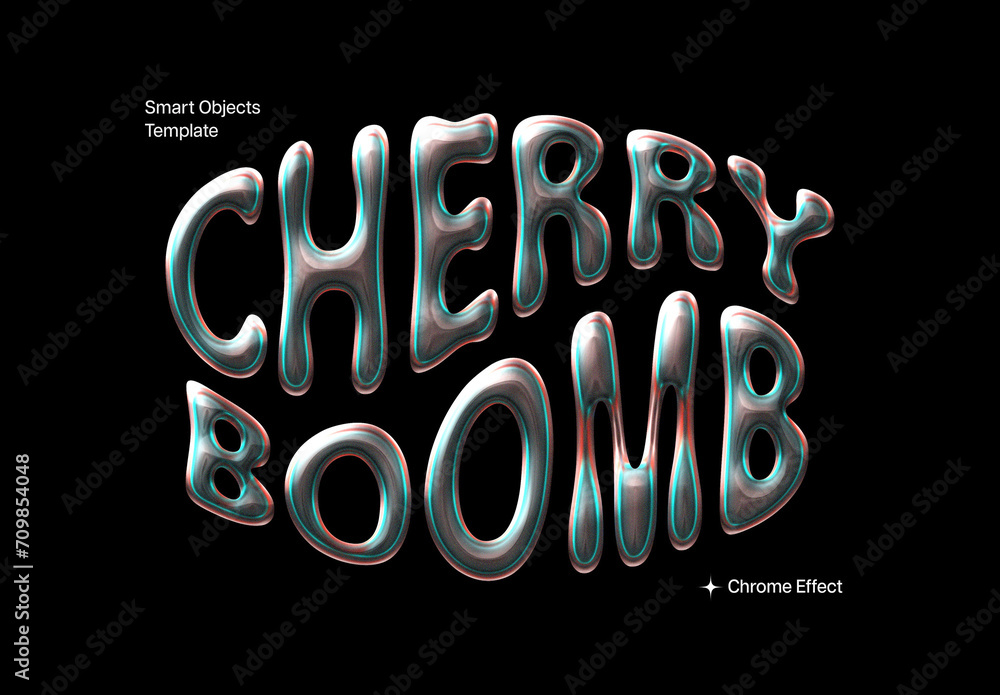 Chrome Text Effect Style Mockup Stock Template | Adobe Stock