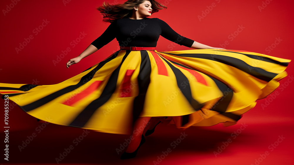Body confident woman embracing her body, expressing self-love and self ...