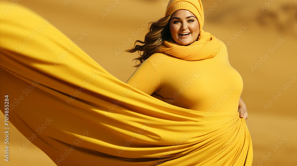Body confident woman embracing her body, expressing self-love and self ...