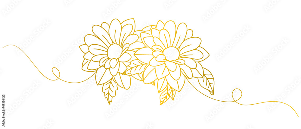 Flower illustration line art style with transparent background Stock ...