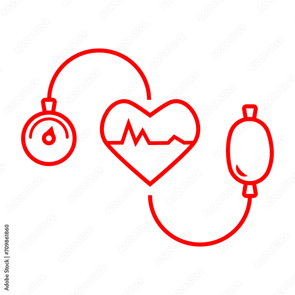 Pressure blood high or low icon, measurement arterial pressure, cardio ...