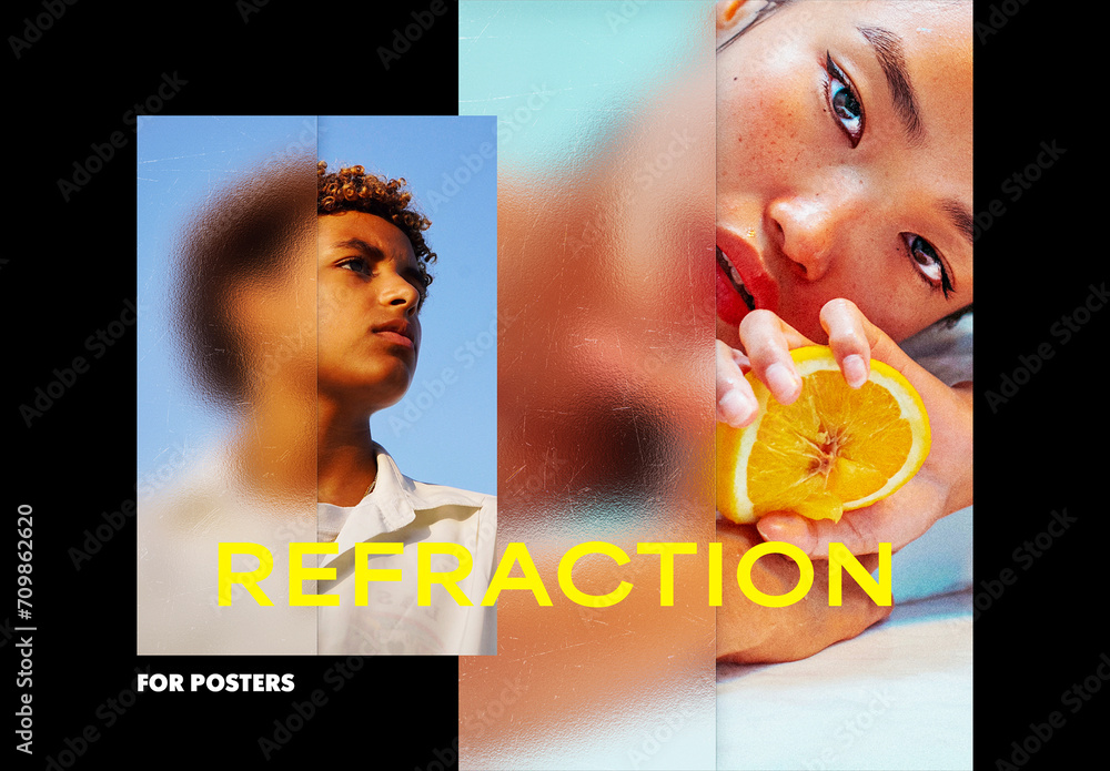 Refraction Glass Poster Photo Effect Mockup Stock Template | Adobe Stock