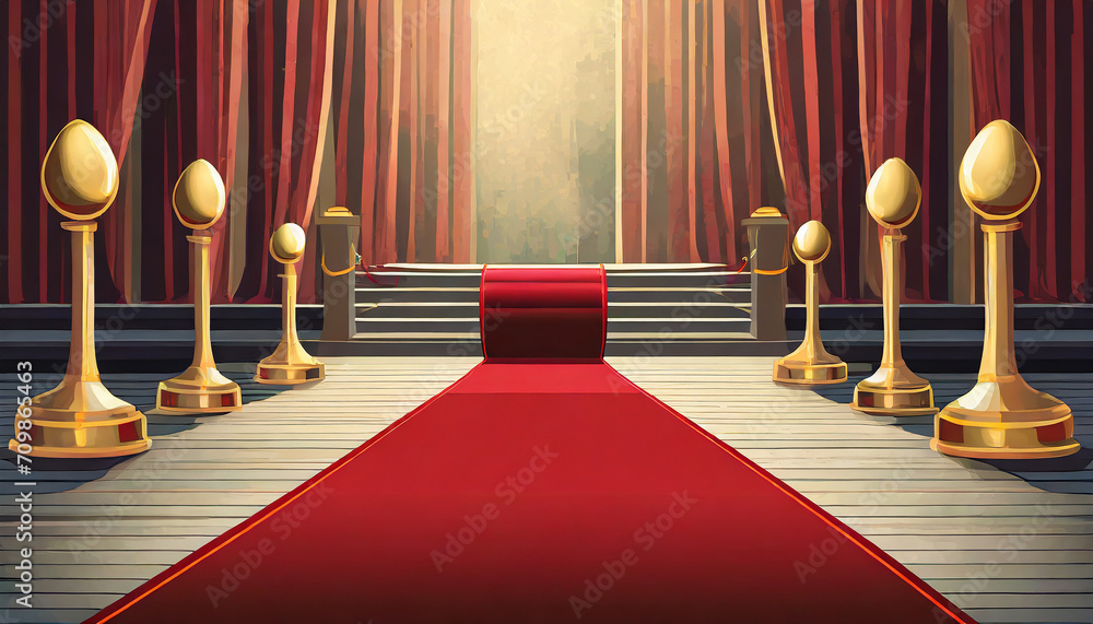 Red Carpet Roll-Out at Glamorous Movie Premiere Background Stock Photo ...