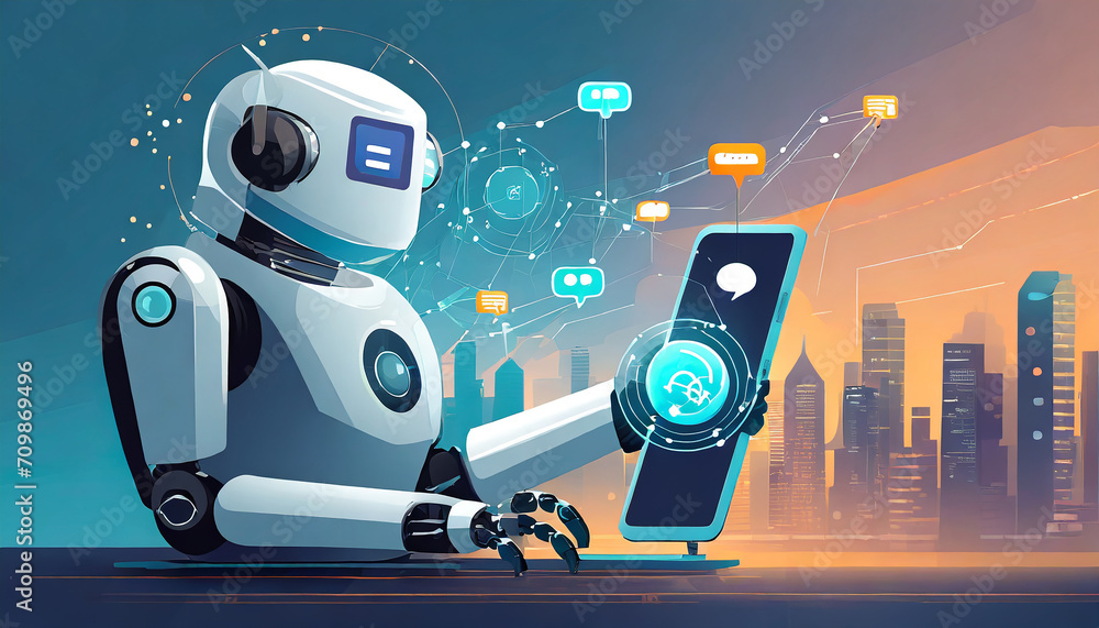 Ai technology concept. chat bot with AI Artificial Intelligence ...