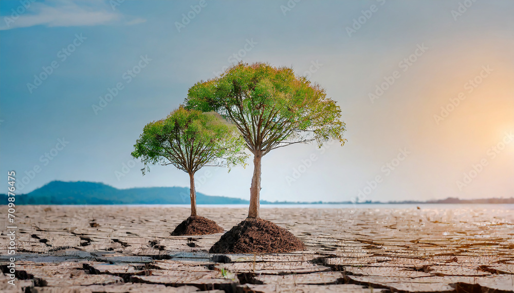 The difference between drought trees to growing trees on the ground ...