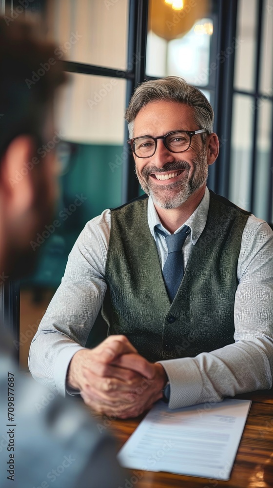 Recruiting handshake of hr manager and new worker at job interview ...