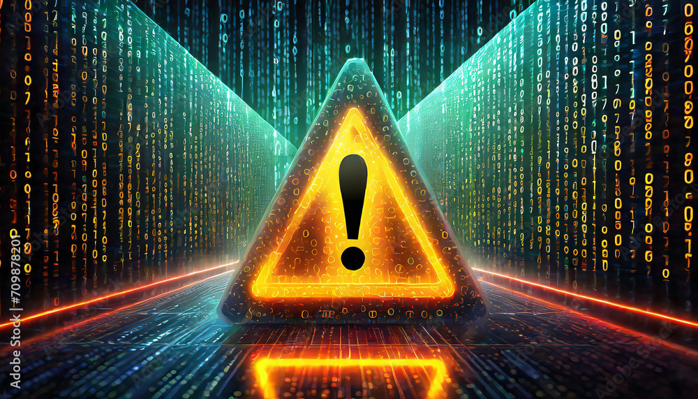 Attention Symbol Made With Binary Code Danger Sign Virus Alert