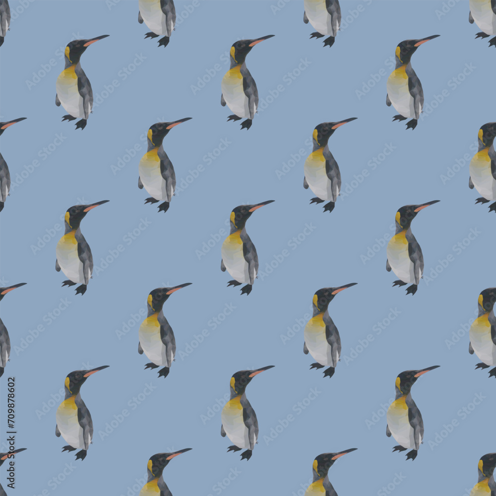 Vector Pattern Of Royal Penguin In Low-Poly Style. A penguin's one-way ...