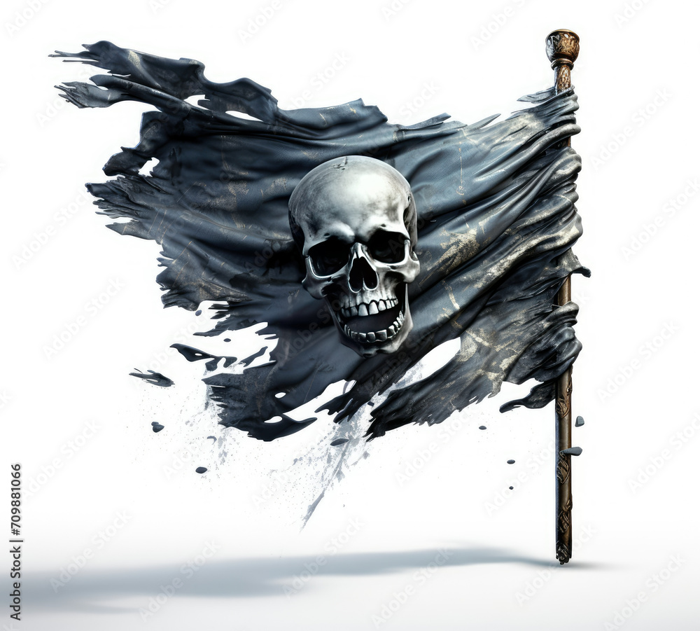 Painting of Skull Holding Flag - Symbol of Patriotism and Mortality ...