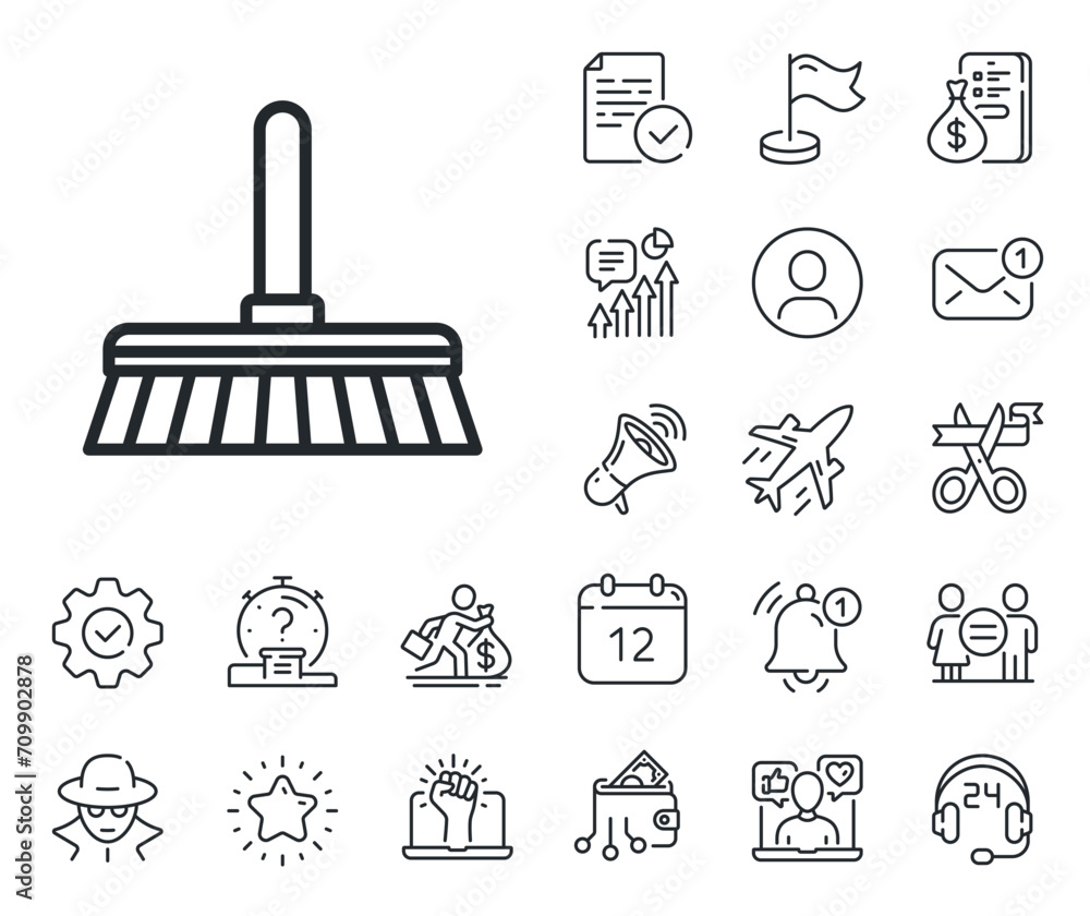 Sweep or Wash a floor symbol. Salaryman, gender equality and alert bell ...