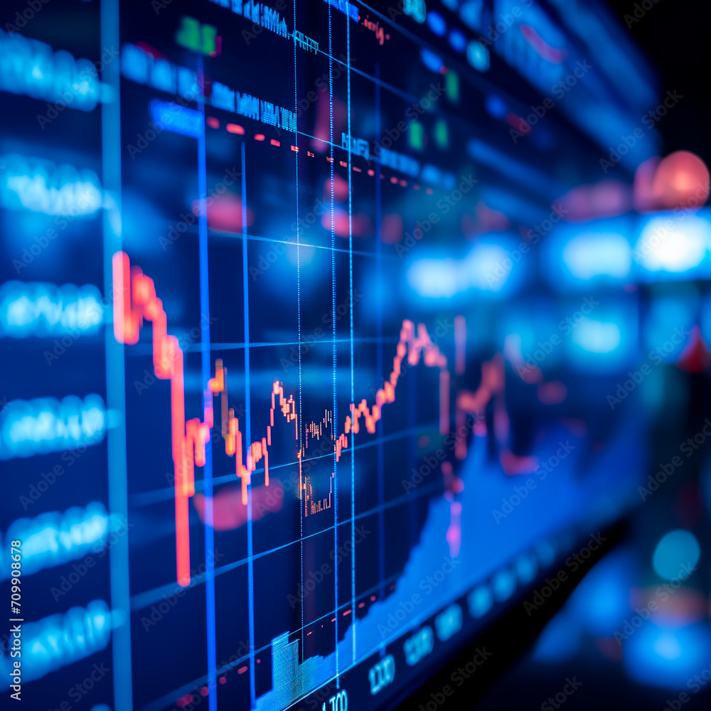 Stock market chart wallpaper or background on a display, concept of ...