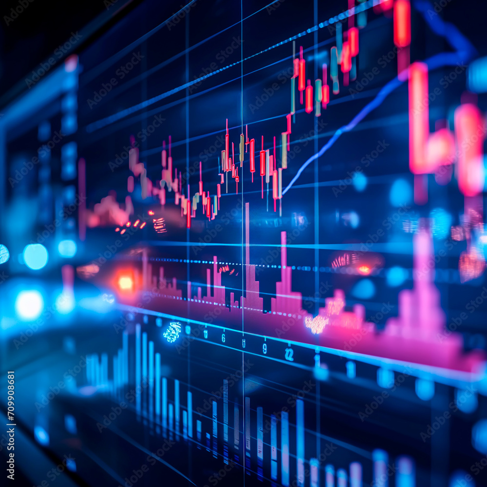 Stock market chart wallpaper or background on a display, concept of ...