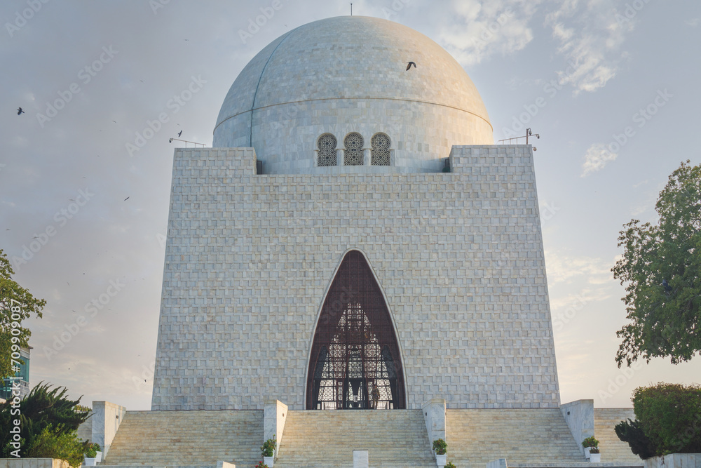 mausoleum of Quaid-e-Azam in bright sunny day, also known as mazar-e ...
