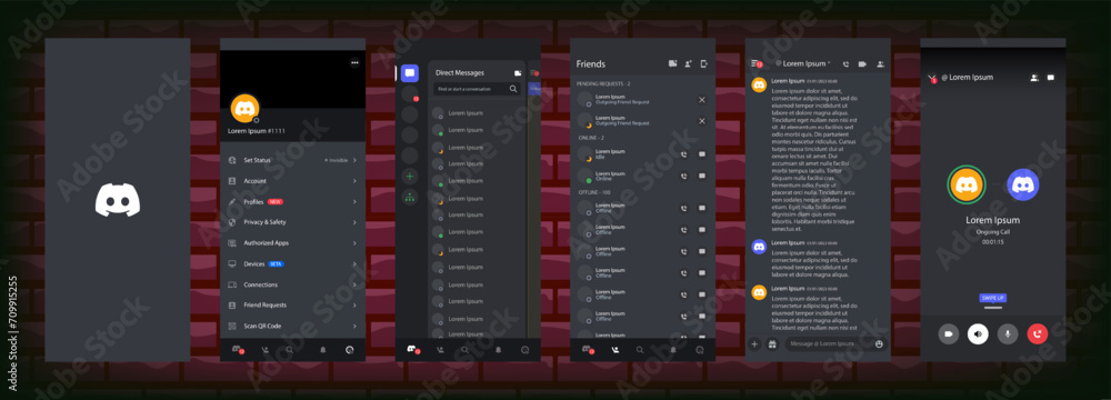 Discord Social media interface. Discord mobile application from ...