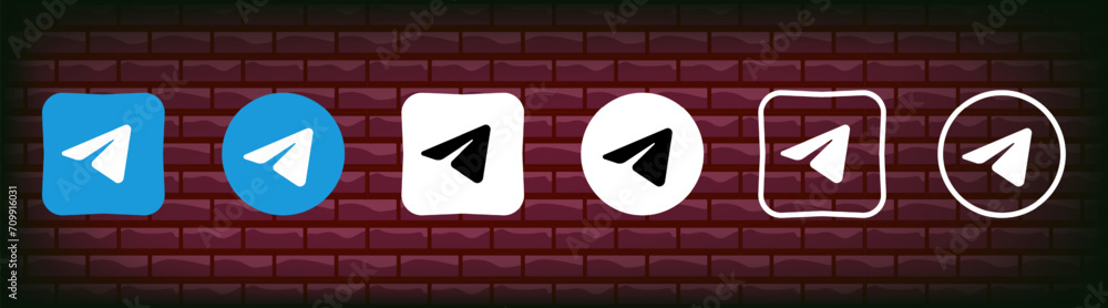 Collection of different telegram icons. Social media logo. Line art and ...