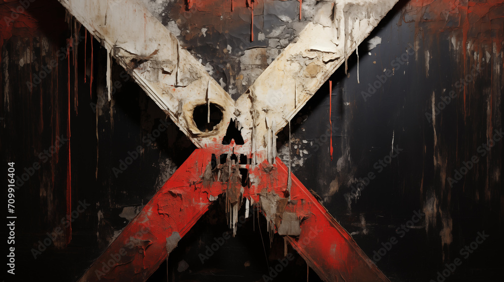 Crossed out skull. Disease X. A graffiti during a pandemic of unknown ...