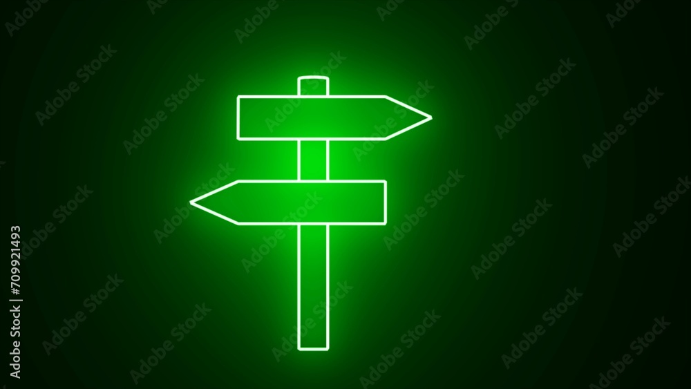 Road traffic sign and glowing signboard. Directional sign with bright ...