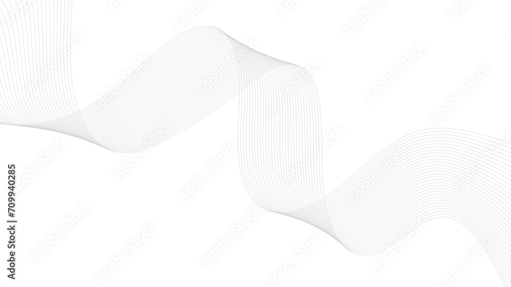 Abstract grey wave lines on transparent background. Technology, data ...